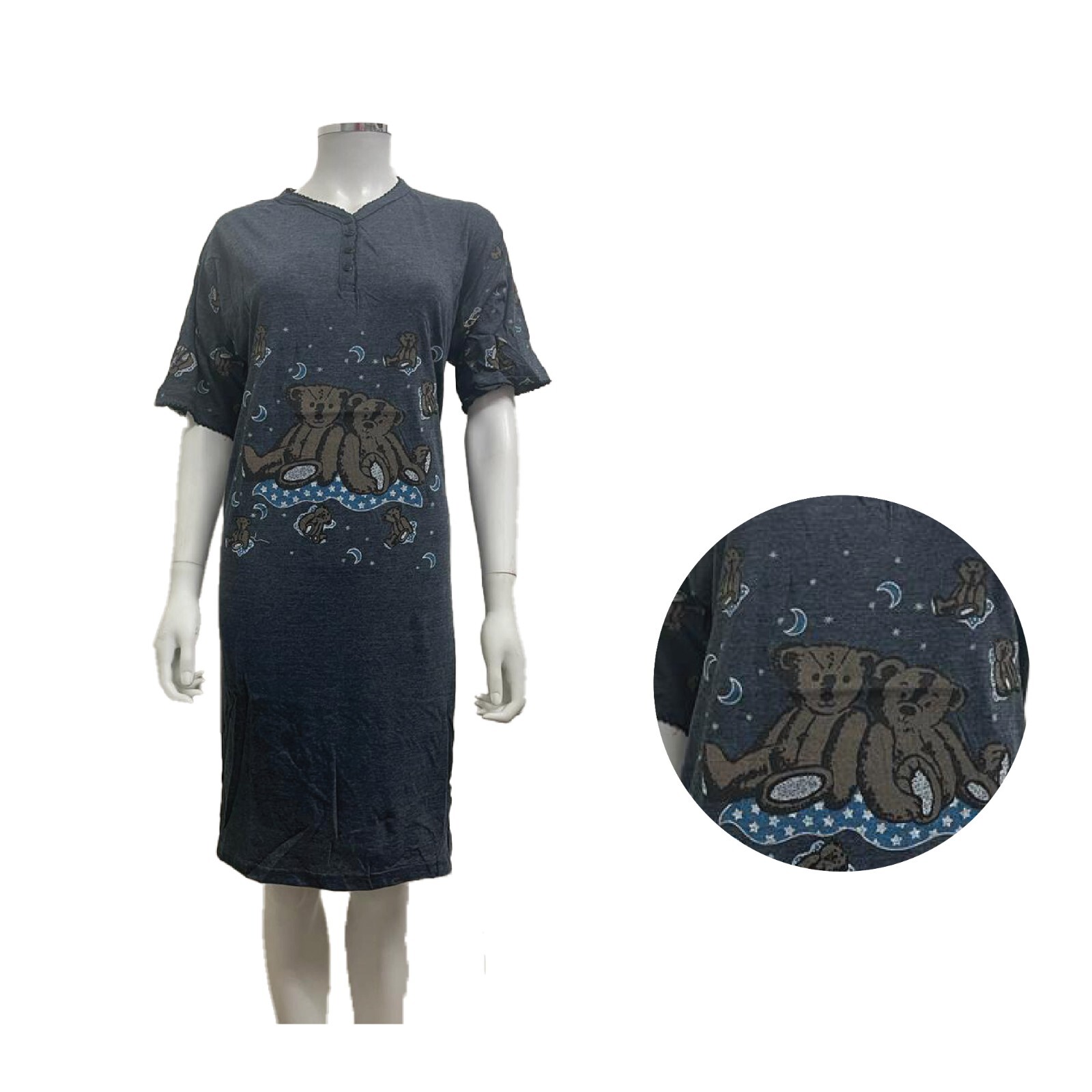 Ladies Baggy Nightwear Fun Nightie Night Shirt Front Buttons Pyjamas ...