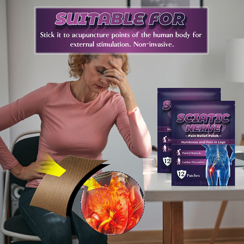 12Pcs Sciatica Nerve Pain Relief Patch Heating Patch Body Balm ...