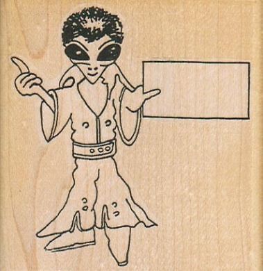 Alien/Jumpsuit With Sign 2 3/4 x 2 3/4" Rubber Stamp, Alien Stamp, UFO ...