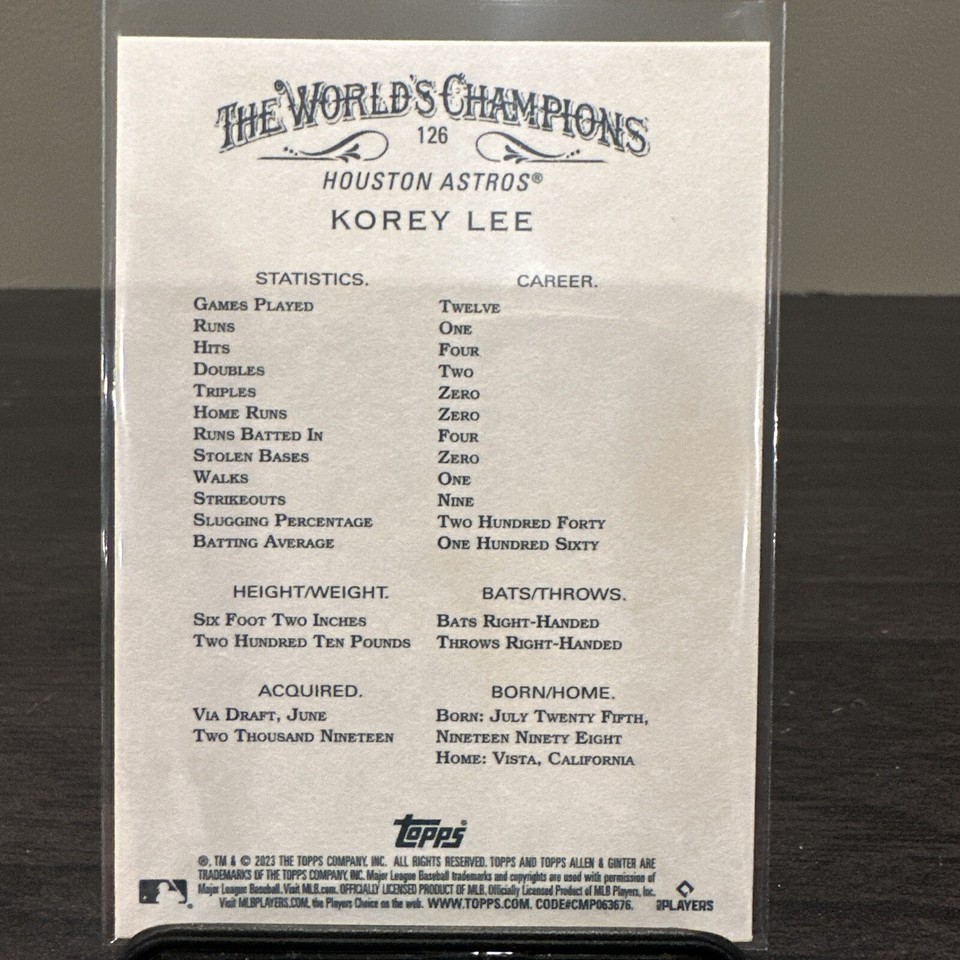 2023 Topps Allen And Ginter KOREY LEE #126 | eBay