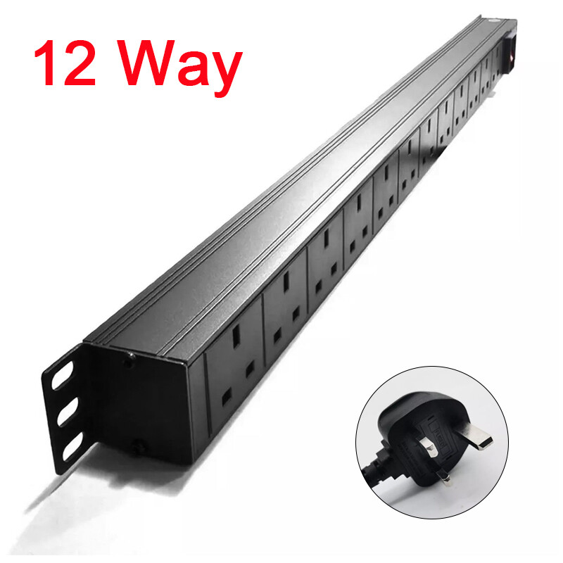 12 way UK PDU VERTICAL MOUNT SURGE PROTECTED 28" Rack Power ...