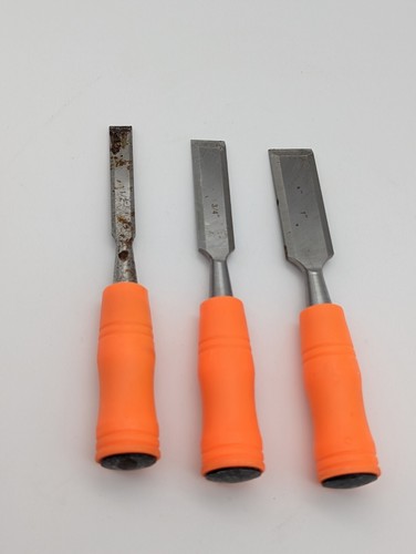 Orange Handle 3 Piece Chisel Set 1/2” 3/4” 1” Steel Caps | eBay