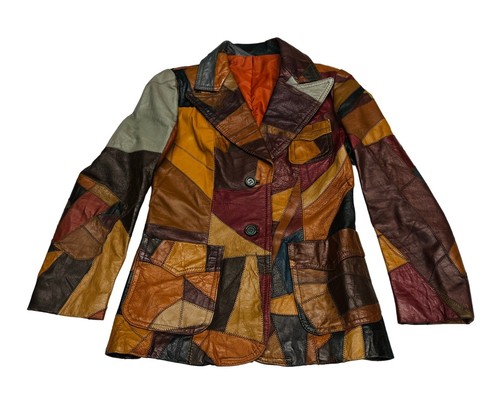 VINTAGE 1970s PATCHWORK LEATHER JACKET – RARE BOHO HIPPIE STYLE | eBay