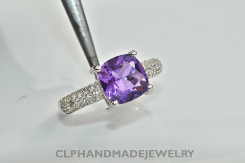 Natural Amethyst Gemstone Cocktail Purple Ring Size 925 Silver | eBay