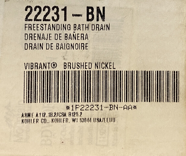 Kohler Brushed Nickel K-22231-BN Vibrant Brushed Nickel Drain Assembly ...