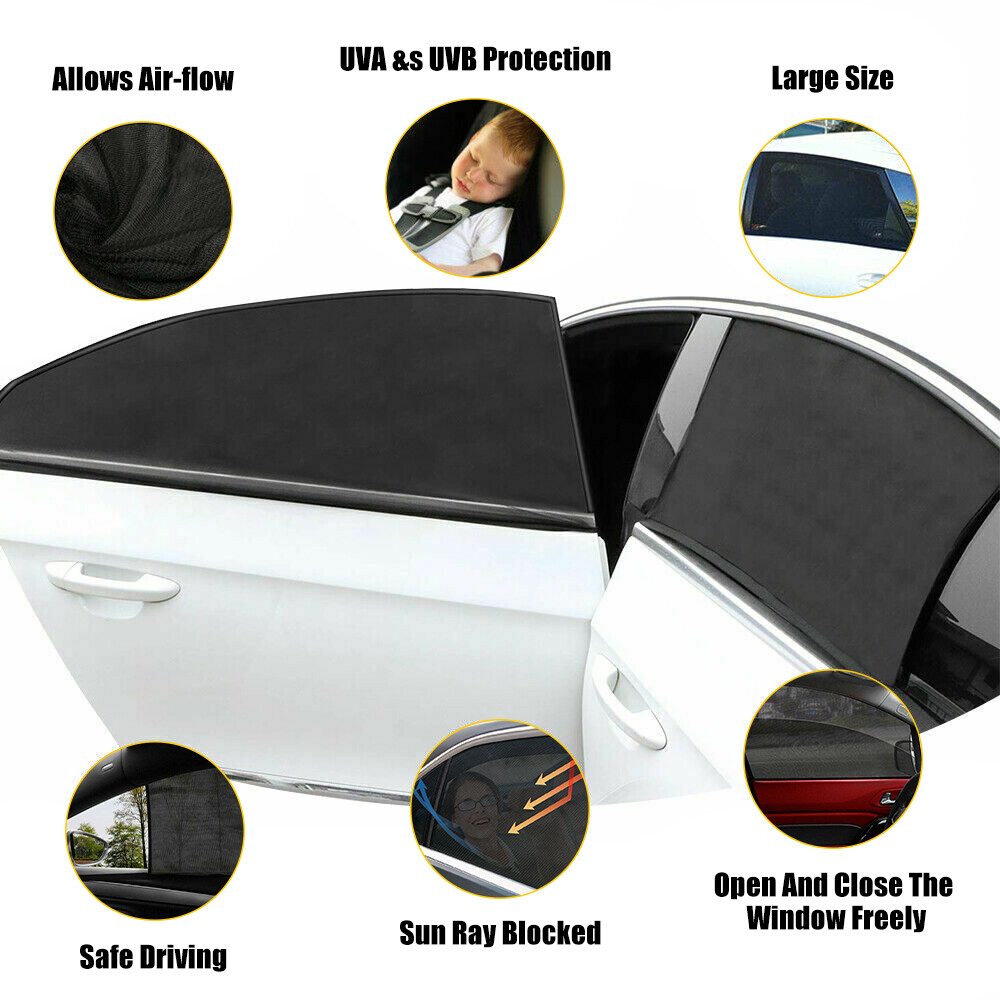 4x New Car Window Sun Shade Cover Mesh Shield UV Protection Nylon Mesh ...