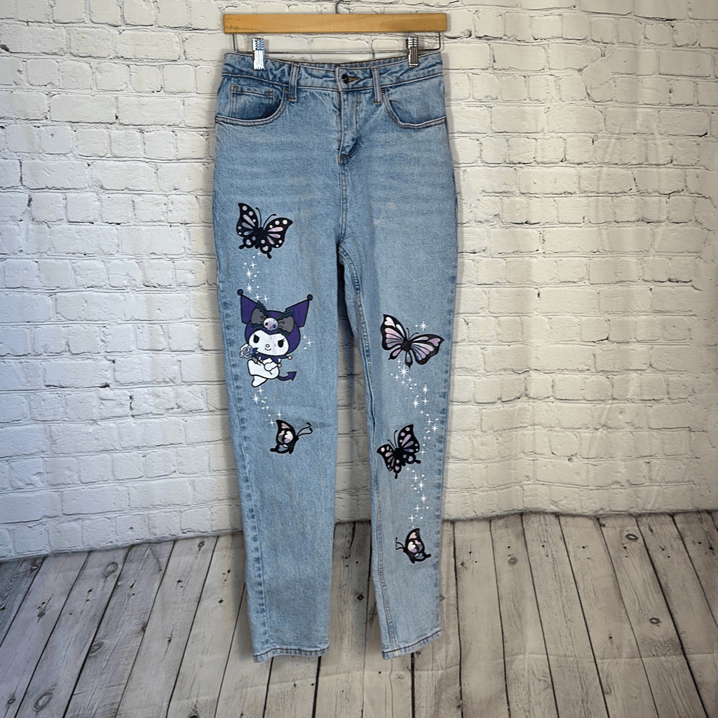 Kuromi by Sanrio Butterfly Garden Mom Jeans High Rise… - Gem