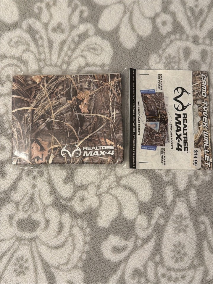 RealTree MAX-4 Camo Outdoor Tyvek Paper Wallet Slim Mens Bifold Wallet ...