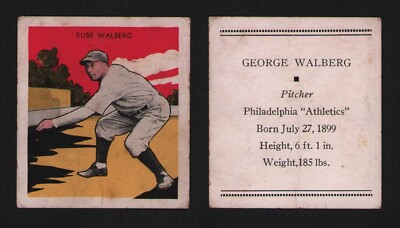 1933 Tattoo Orbit R305 GEORGE (Rube) WALBERG Philadelphia Athletics ...