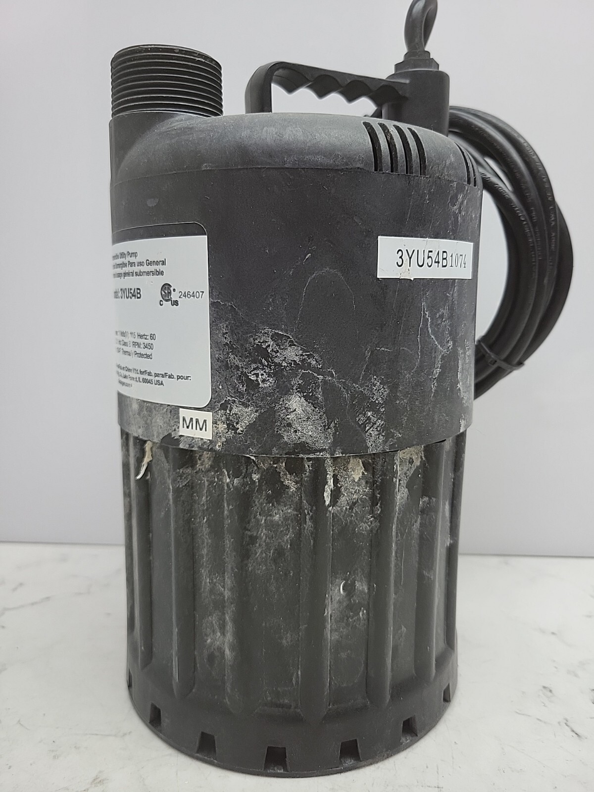 Dayton 3YU54 1/6 Hp 1-1/4" Plug-In Utility Pump 120V Ac No Switch ...