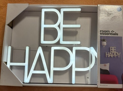 New LED Neon Sign BE HAPPY - White Lighted Letters sending positive ...