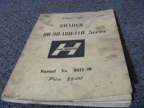 Huber 8D 9D 10D 11D Series Grader Parts Catalog Manual PN D811-30 | eBay