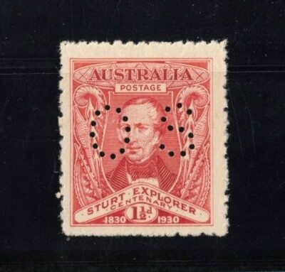 1930 Australia Stamps 1 1/2d red Captain Sturt SG O121 OS perfin MUH ...