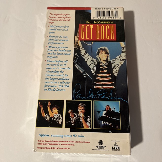 Paul McCartneys Get Back (VHS, 2001) for sale online | eBay