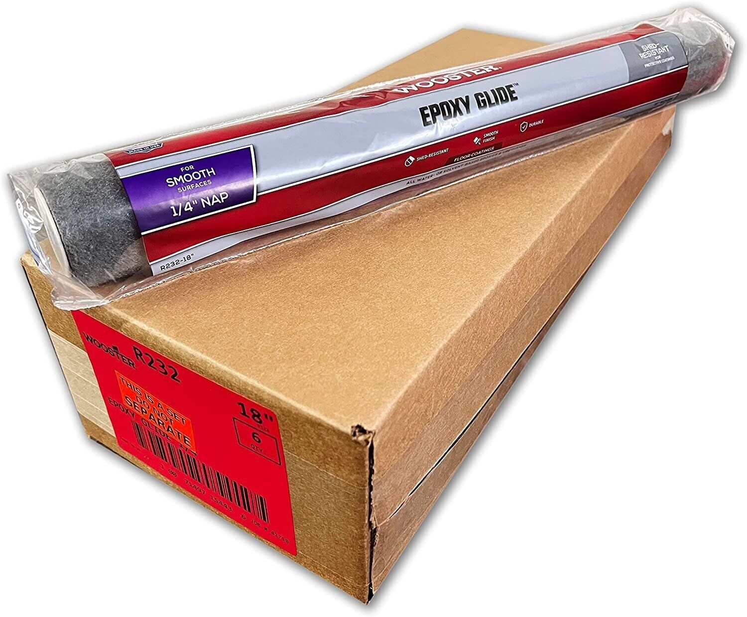 Wooster Brush R232 18 inch Epoxy Glide 1/4 inch Nap Roller Cover Pack ...