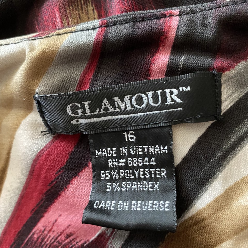 Glamour Multicolored 3/4 Sleeve Raffle Hem Midi Dress Plus Size 16 | eBay