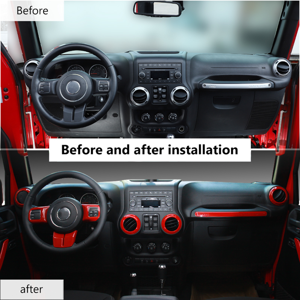 21x Full Set Interior Decoration Trim Kit for Jeep Wrangler JK JKU 2011 ...