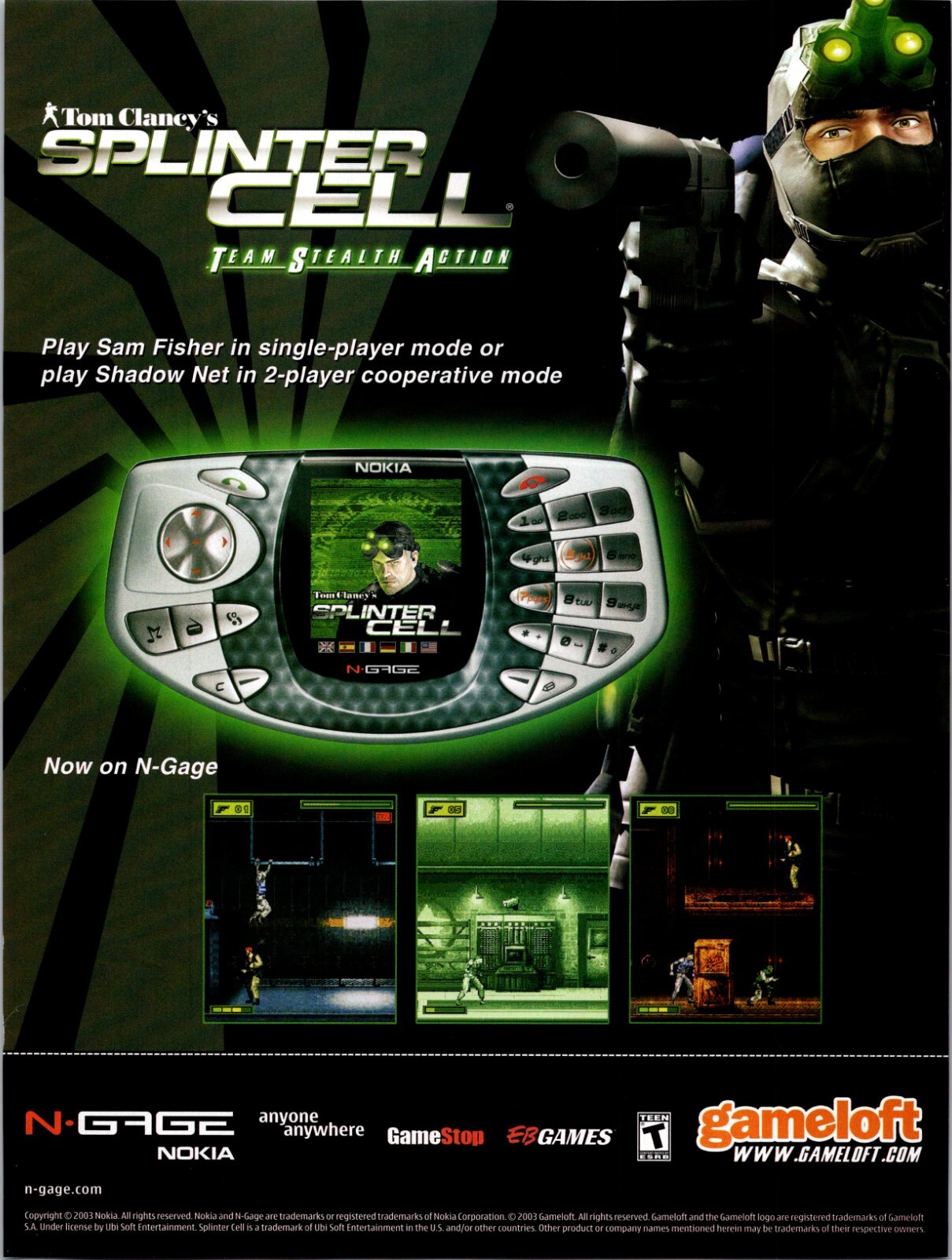 Splinter Cell Video Game-Team Stealth Action-Nokia-N-Gage-Print Ad 2003 ...
