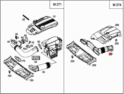 Genuine MERCEDES C204 S204 W204 C-CLASS W204 Air intake hose 2740900082 ...