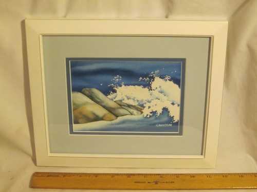 vintage original Mary Croxton signed water color painting waves framed ...
