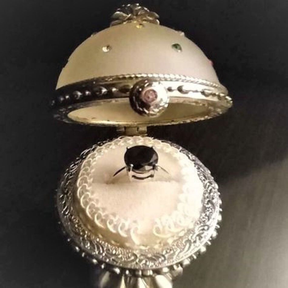 Vintage Gem Stone Frosted Glass Pedestal Egg Ring Holder. "Ring not ...