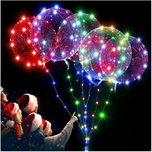 10 Pack LED Light Up 20Inch Helium Balloons Glow Bubble With String ...