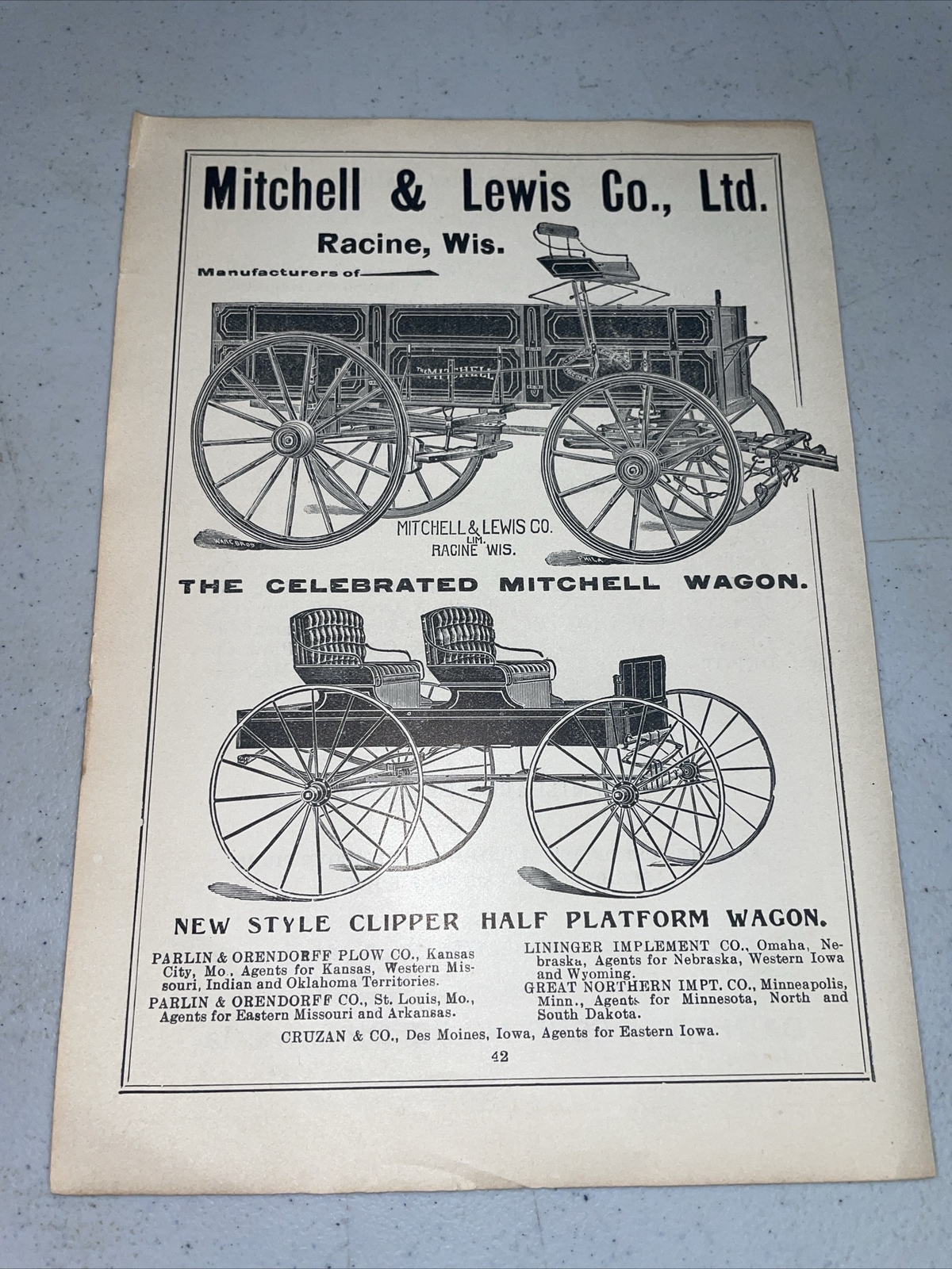 ORIGINAL 1907 Mitchell - Lewis Wagon Farm Advertising - Racine, WI | eBay