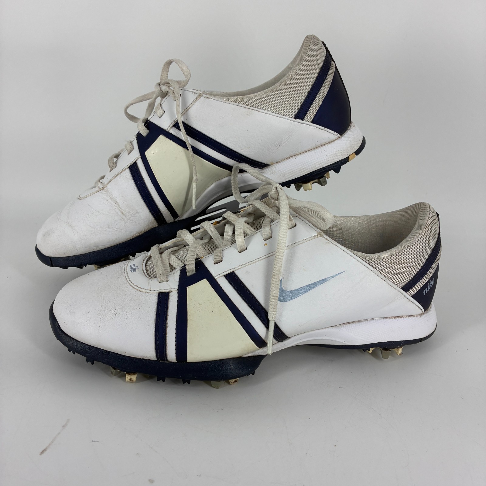 Nike Golf Shoes Womens Sz 7 White Tan Blue Air Tac Soft Spike LN2 | eBay