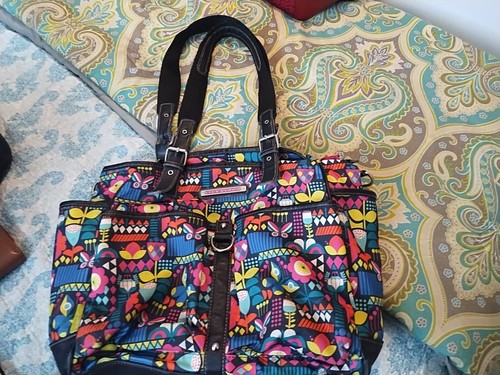 Lily Bloom Electric Floral Maggie Triple-Section Satchel Handbag Purse ...