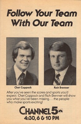 1981 WMAQ CHICAGO TV NEWS AD CHET COPPOCK & RICH BRENNER SPORTS ...