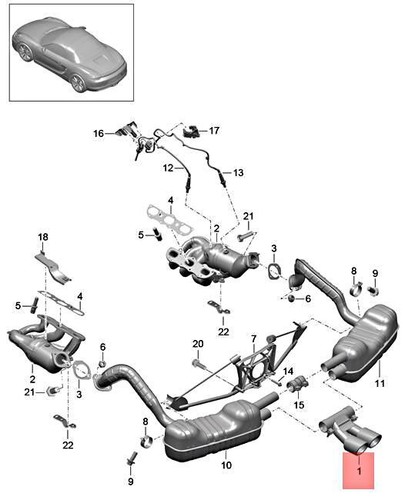 Genuine PORSCHE Boxster Cayman 981 981C Tailpipe 98111126100 | eBay