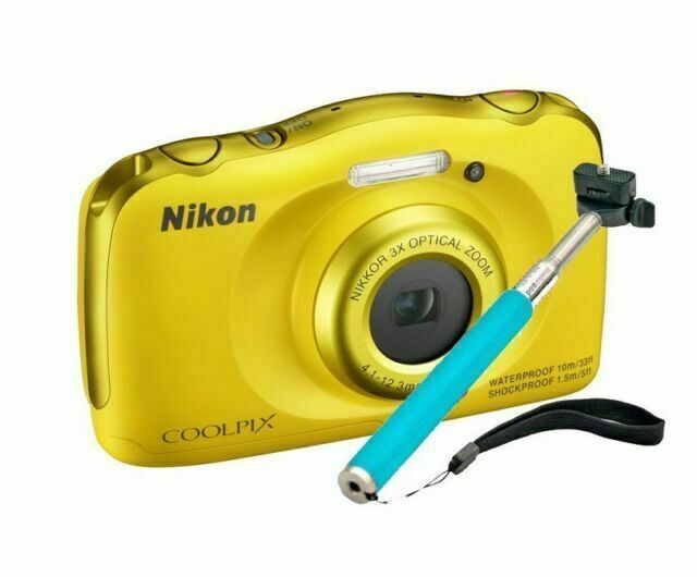 Nikon Coolpix S33 Waterproof Compact Digital Camera with Selfie Stick ...