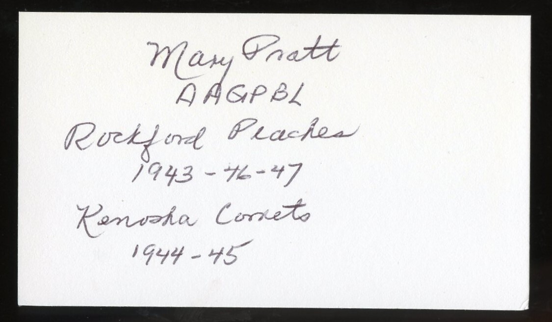 Mary "Prattie" Pratt signed autograph auto 3x5 index card AAGPBL ...