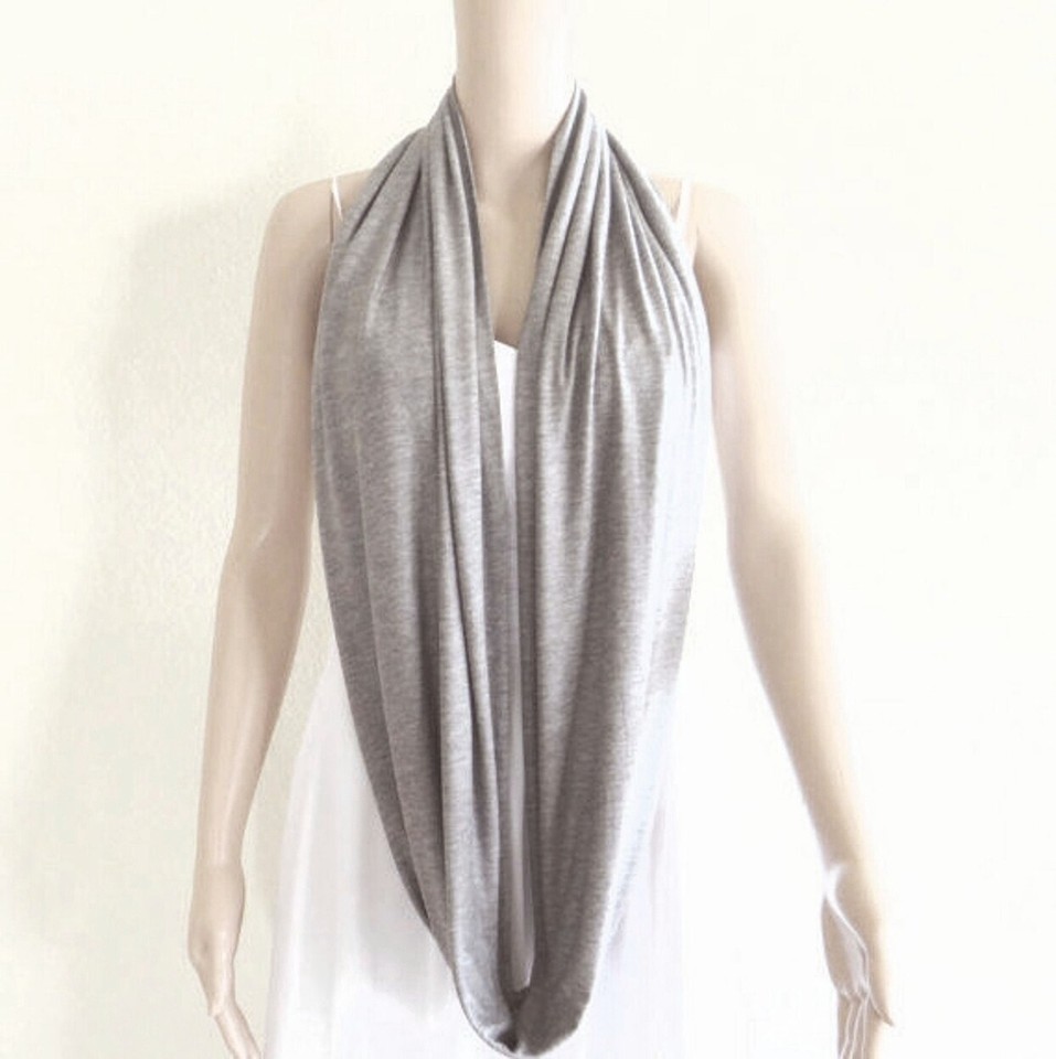 Light Grey Infinity Scarf. Soft Handmade Circle Scarf. Cotton Spandex ...