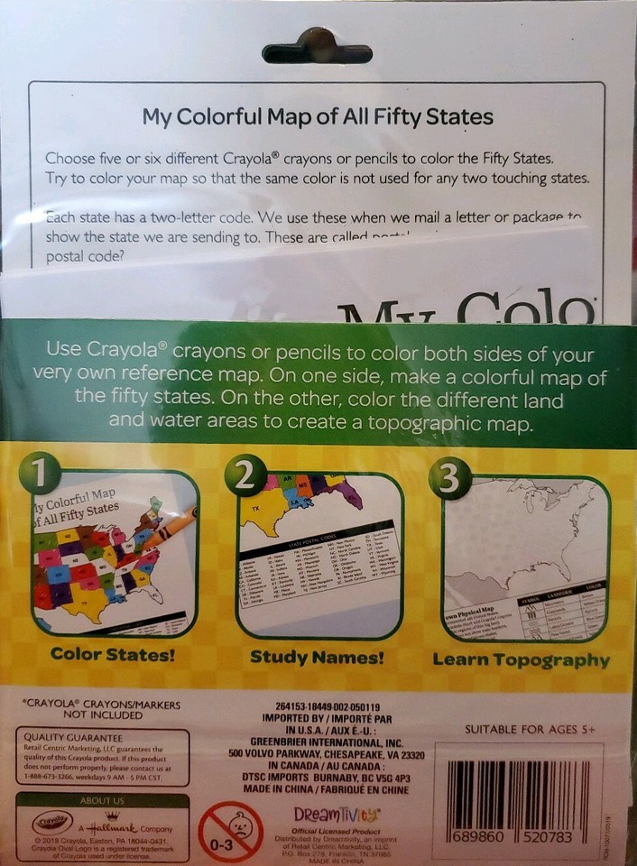 Crayola Creative Classroom Color Map The USA Kits by Teaching Tree home ...