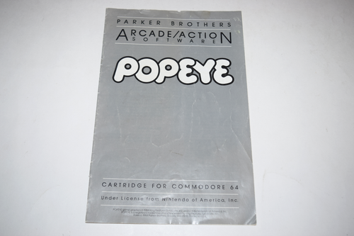 Popeye Parker Bros Commodore 64 C64 Computer Cartridge Video Game ...