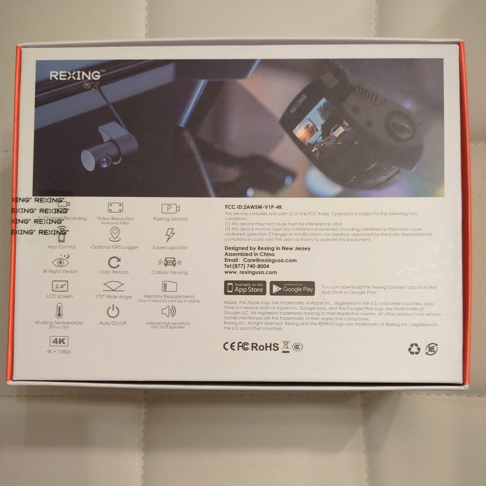 Rexing V1P-4K 2.4 inch Dash Camera 4k + 1080P Front/rear Recording, App ...