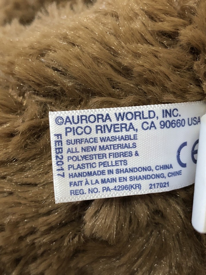 Aurora Bear 15" Coco Bear Brown Stuffed Animal With Red Bow-PB1 | eBay