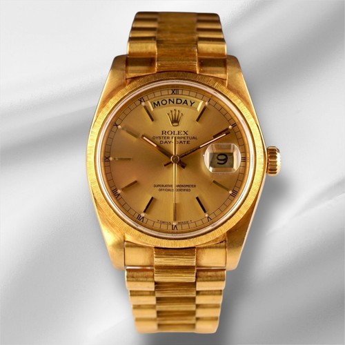 Rolex President Day-Date 36mm 18K Yellow Gold Bark Finish Mens Watch ...