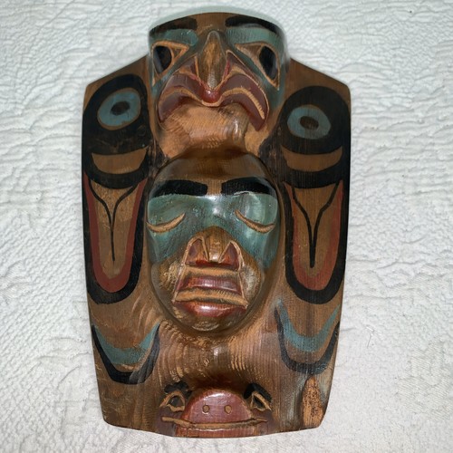 Vintage Carved Wood Northwest Coast Native American Transformation Mask ...