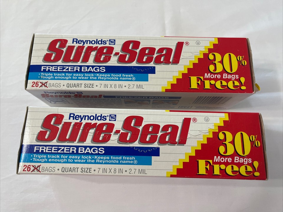 Vintage 1991 Reynolds Sure Seal Freezer Bags Quart Size NOS Two Boxes ...