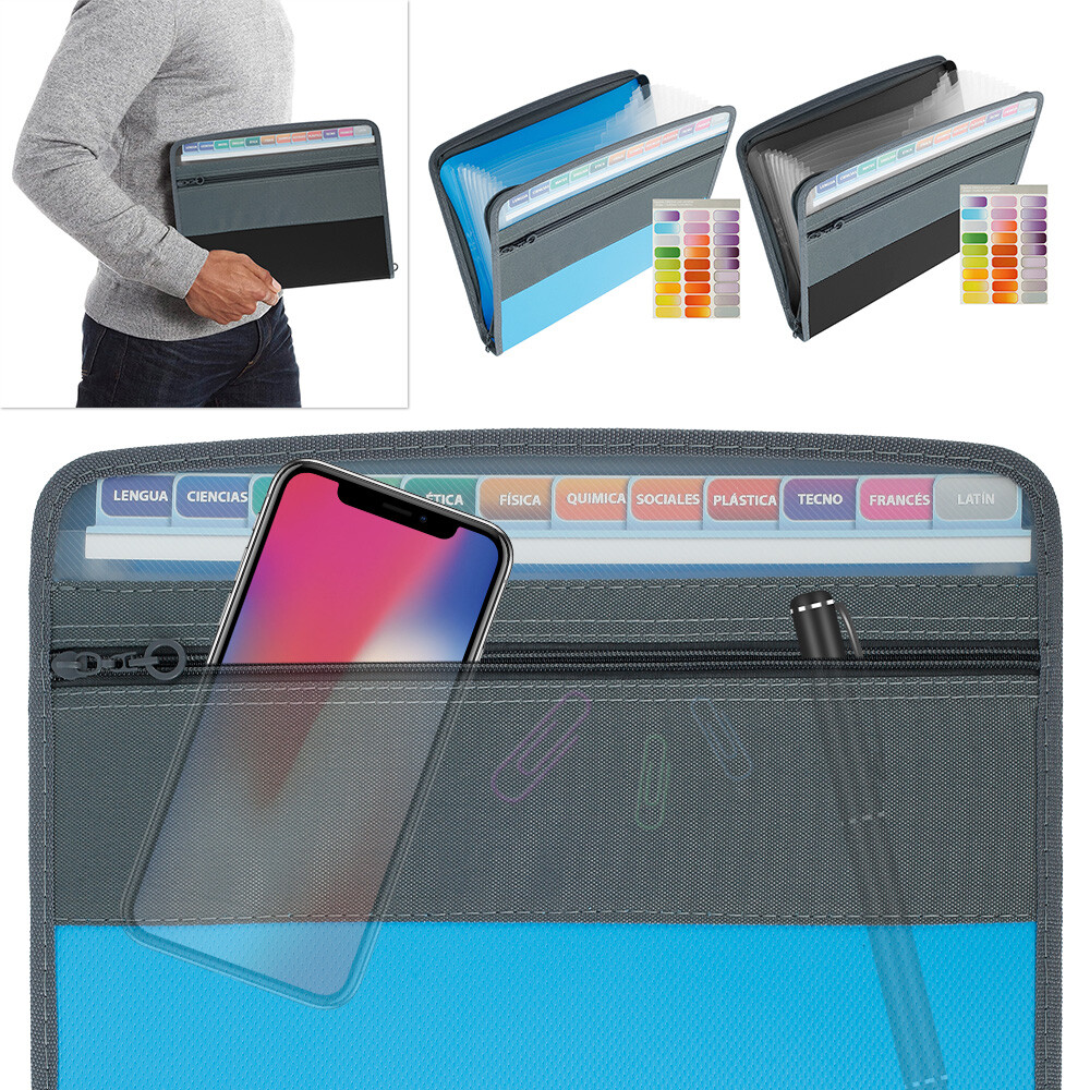 Expanding File Folder 13 Individual Pockets Plastic Document☥Organizer ...