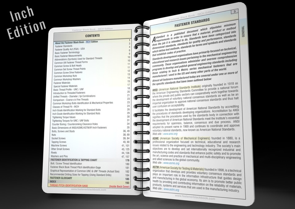 FASTENER Black Book - Handbook Size with FREE Thread Identification ...