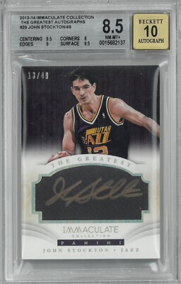 John Stockton signed 2013-14 Immaculate Autographs Card/49- BGS Graded ...