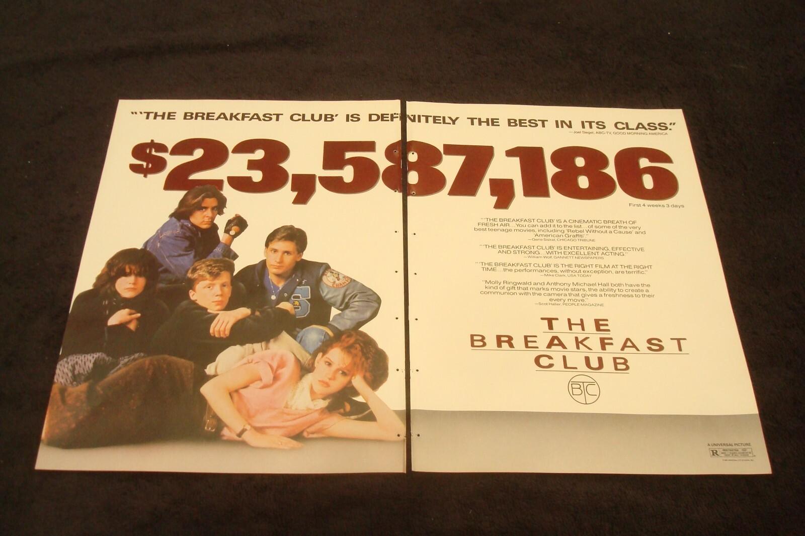 THE BREAKFAST CLUB 1984 ad Judd Nelson, Molly Ringwald, Ally Sheedy ...