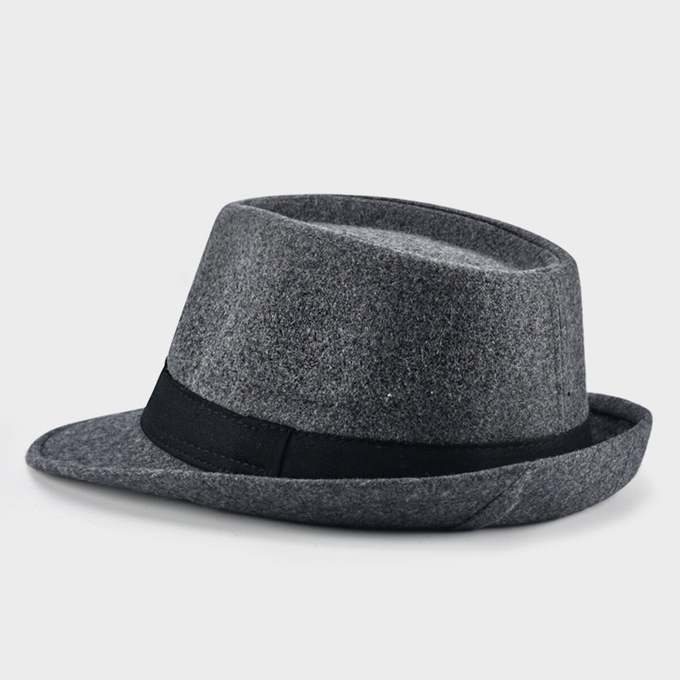 Men's Trilby Fedoras Hat Manhattan Panama Jazz Cap Gangster Short Brim ...