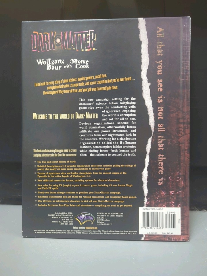 DARK MATTER Campaign Setting (Alternity Science Fiction RPG) Hardcover ...
