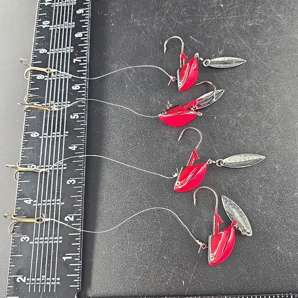 4pcs Fishing Jigs with Willow Blades Underspin Jig Head Bass Jig W ...