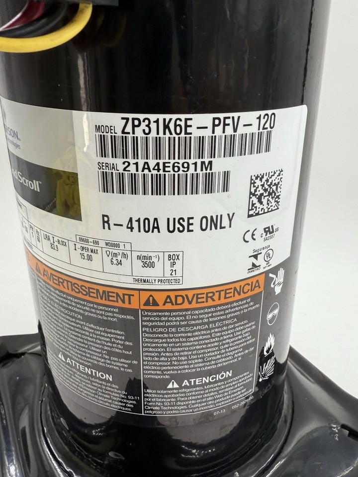 ZP31K6E-PFV-130 Copeland Scroll Compressor ZP31K6E-PFV-830 ZP31K5E-PFV ...