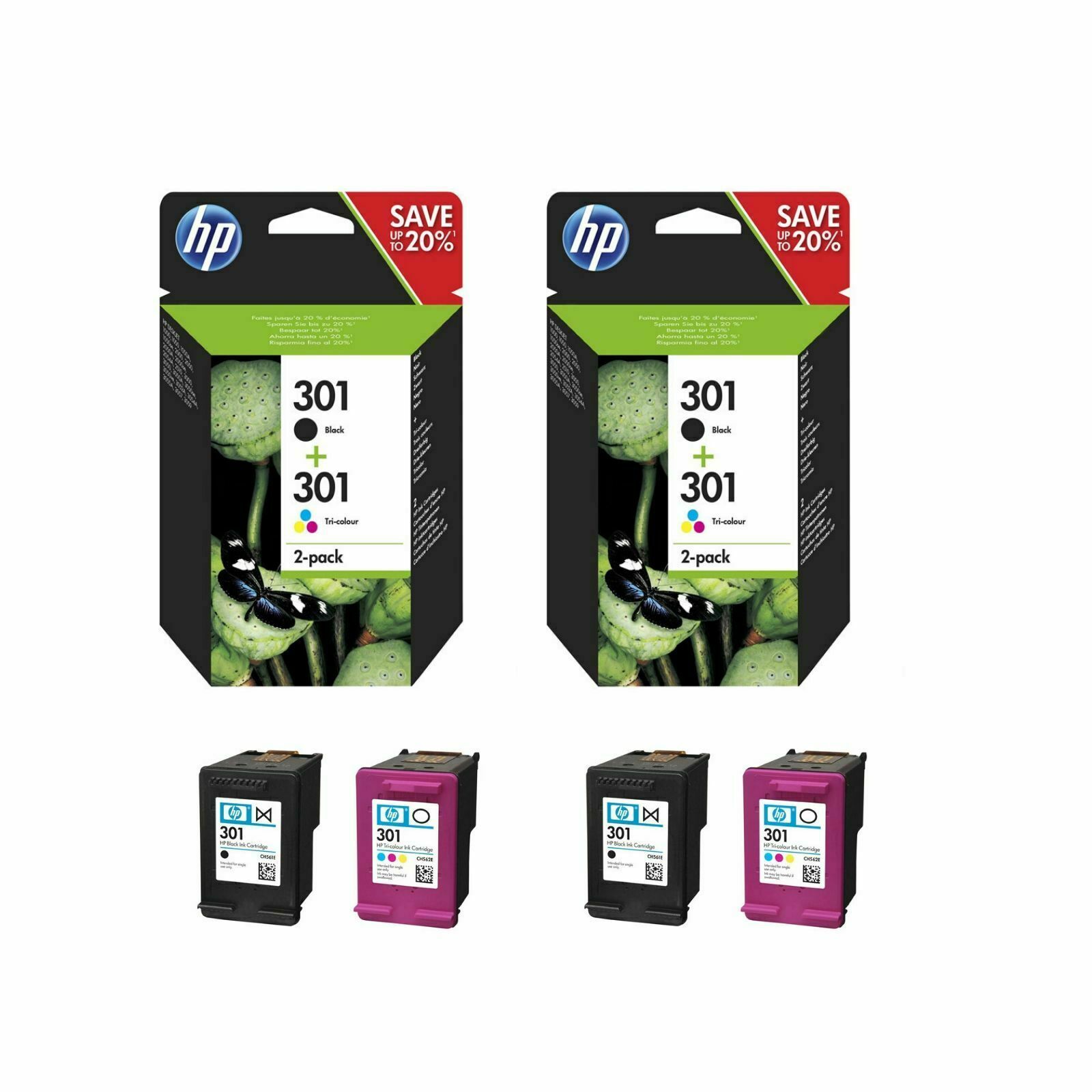 Genuine HP 301 / 301XL Black & Colour Ink Cartridge For DeskJet 1010 ...